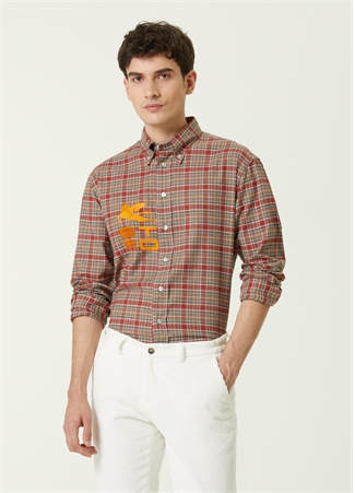 Etro Erkek Bordo Kareli Logo Detaylı Gömlek 40 IT Etro Erkek Bordo Kareli Logo Detaylı Gömlek 40 IT