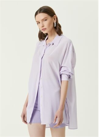 Academia Kadın Lila Şifon Tunik Gömlek Mor 42 EU