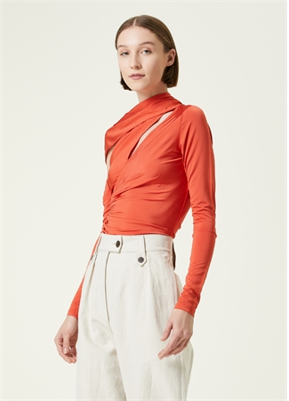 Cult Gaia Kadın Kırmızı Asimetrik Kesim Detaylı Bluz XS EU