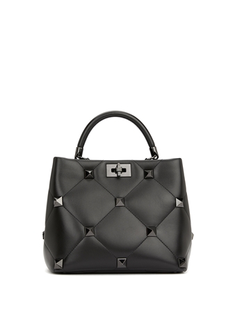 Valentino Garavani Kadın Candystud Siyah Kapitoneli Deri Omuz Çantası EU Valentino Garavani Kadın Candystud Siyah Kapitoneli Deri Omuz Çantası EU