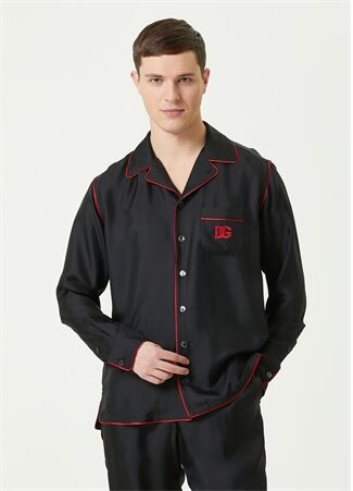 Dolce&Gabbana Erkek Siyah Logolu İpek Pijama Üstü 38 IT
