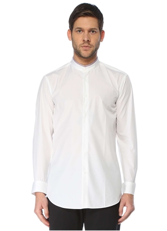 Pal Zileri Erkek Beyaz Hakim Yaka Gömlek Bordo 39 IT