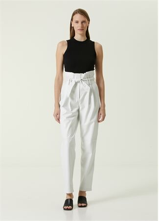 Muse For All Kadın Lia Beyaz Yüksek Bel Pilili Deri Pantolon 36 EU Muse For All Kadın Lia Beyaz Yüksek Bel Pilili Deri Pantolon 36 EU