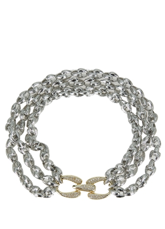 Beymen Collection Kadın Taşlı Zincir Formlu Kolye Gri EU Beymen Collection Kadın Taşlı Zincir Formlu Kolye Gri EU