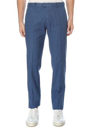 Maurizio Baldassari Erkek Mavi Normal Bel Keten Pantolon Gri 54 Eu