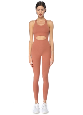 Ayma Active Kadın Pembe Dekolte Detaylı Organik Pamuk Tulum XS EU