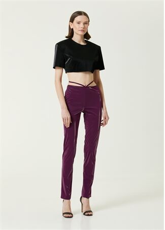 Kalmanovich Kadın Mor Beli Bant Detaylı Pantolon S EU
