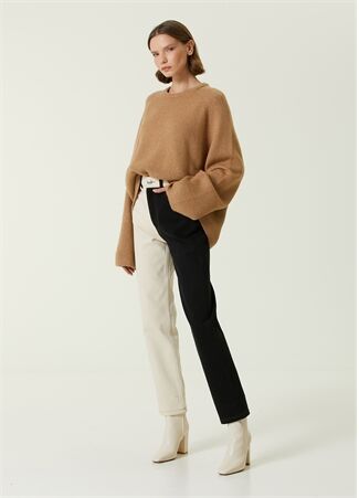 Nanushka Kadın Kemia Boyfriend Fit Siyah Beyaz Jean Pantolon 25 US