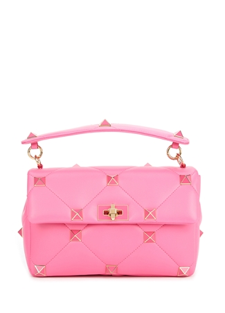 Valentino Garavani Kadın Candystud Pembe Deri Omuz Çantası EU Valentino Garavani Kadın Candystud Pembe Deri Omuz Çantası EU