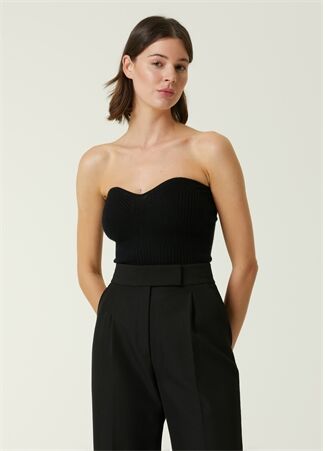 Loulou Studio Kadın Cedros Siyah Straplez Yün Triko M EU