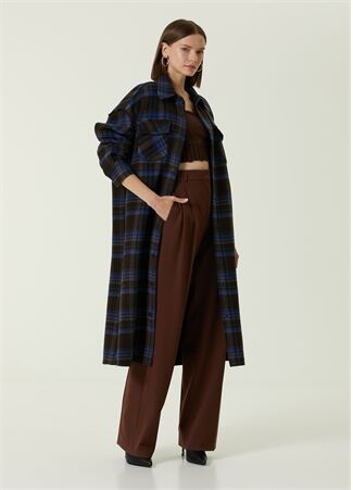 Academia Kadın Kahverengi Pilili Bol Paça Pantolon 42