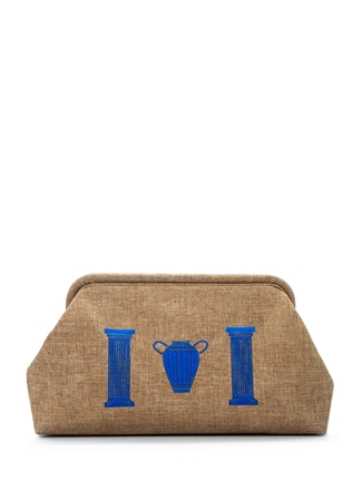 Lovecan Bags Kadın Karia Linen Mavi Nakış İşlemeli Clutch Çanta Eu Lovecan Bags Kadın Karia Linen Mavi Nakış İşlemeli Clutch Çanta Eu
