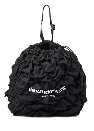 Alexander Wang Kadın Siyah Büzgü Dokulu Sırt Çantası EU