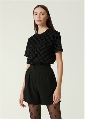 Fendi Kadın Siyah Logo Desenli T-shirt S EU