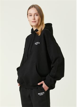 Rotate Sunday Kadın Siyah Kapüşonlu Logolu Organik Pamuk Sweatshirt S EU Rotate Sunday Kadın Siyah Kapüşonlu Logolu Organik Pamuk Sweatshirt S EU