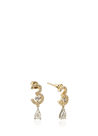Collection-jewelry By Banu Kadın Pırlantalı Sayı Detaylı Altın Rengi Küpe Eu Collection-jewelry By Banu Kadın Pırlantalı Sayı Detaylı Altın Rengi Küpe Eu