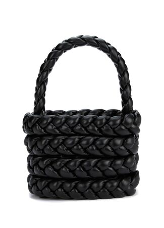 A.w.a.k.e. Mode Kadın Siyah Örgü Şeritli El Çantası EU