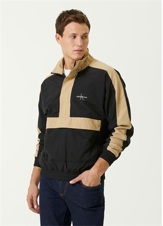 CK Jeans Erkek Relaxed Fit Colorblocked Logolu Anorak Mont Gri L EU