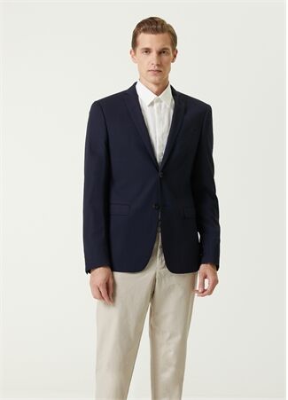 Pal Zileri Erkek Lacivert Dokulu Yün Ceket 50 IT