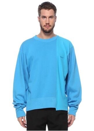 Ambush Erkek Mavi Bisiklet Yaka Asimetrik Dikişli Sweatshirt US