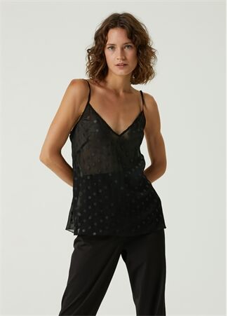 Beymen Club Kadın Siyah V Yaka Puantiyeli Bluz S EU