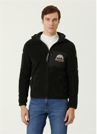 Napapijri Erkek Yupik Siyah Kapüşonlu Logolu Sweatshirt M EU