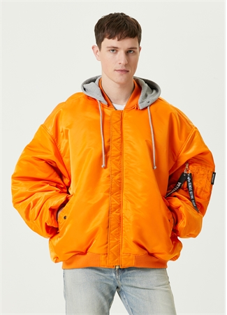 VETEMENTS Erkek Turuncu Yeşil Çift Taraflı Bomber Mont S EU