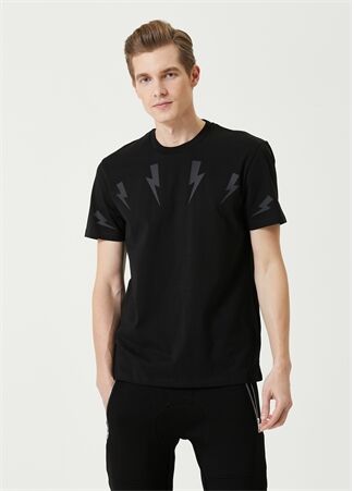 Neil Barrett Erkek Siyah Logo Baskılı T-shirt S EU