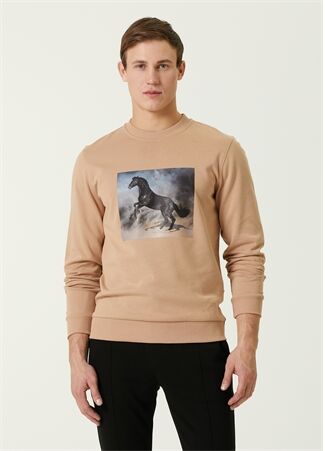 John Frank Erkek Cool Bej Fotoğraf Baskılı Sweatshirt S EU John Frank Erkek Cool Bej Fotoğraf Baskılı Sweatshirt S EU