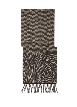 Beymen Club Kadın Kahverengi Zebra Ve Zikzak Desenli Atkı Gri EU Beymen Club Kadın Kahverengi Zebra Ve Zikzak Desenli Atkı Gri EU