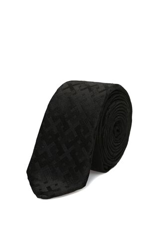 Pal Zileri Erkek Siyah Desenli İpek Kravat EU