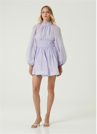 Zimmermann Kadın Lila Halter Yaka Sırt Detaylı Mini Keten Elbise Mor US Zimmermann Kadın Lila Halter Yaka Sırt Detaylı Mini Keten Elbise Mor US