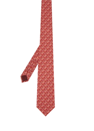 Salvatore Ferragamo Erkek Kırmızı Zürafa Desenli İpek Kravat EU Salvatore Ferragamo Erkek Kırmızı Zürafa Desenli İpek Kravat EU