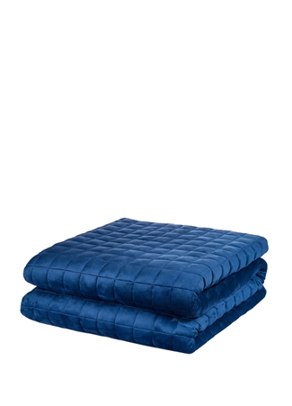 Sinada Mavi Kapitoneli Pamuk Saten Battaniye