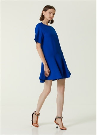Stella McCartney Kadın Mavi Volanlı Mini Elbise Lacivert 42 IT Stella McCartney Kadın Mavi Volanlı Mini Elbise Lacivert 42 IT