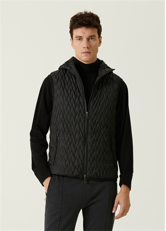 Canali Erkek Siyah Kapüşonlu Kapitone Dokulu Dış Yelek 52 IT Canali Erkek Siyah Kapüşonlu Kapitone Dokulu Dış Yelek 52 IT
