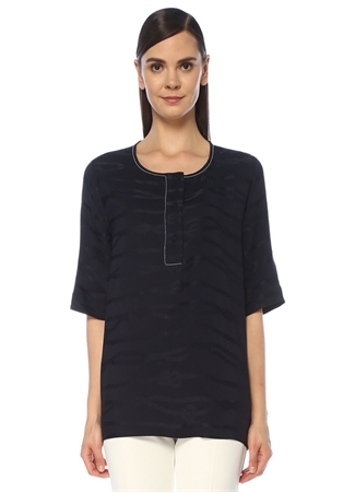 Beymen Club Kadın Lacivert Halat Jakarlı Bluz S