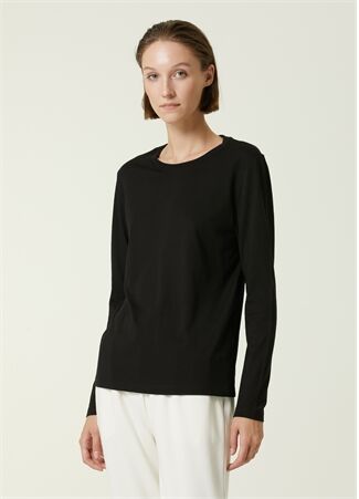 Beymen Collection Kadın Siyah Bisiklet Yaka Uzun Kol T-shirt S