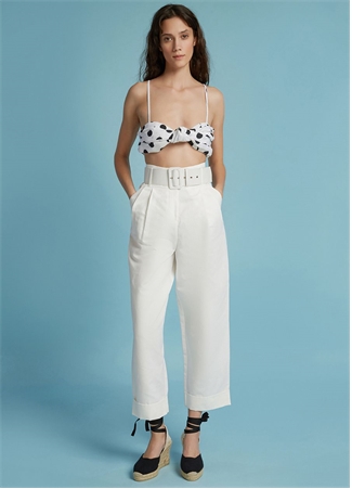 Faraway Kadın Beyaz Yüksek Bel Kemerli Pilili Pantolon 38 Eu Faraway Kadın Beyaz Yüksek Bel Kemerli Pilili Pantolon 38 Eu