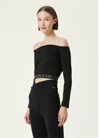 CK Jeans Kadın Milano Siyah Cropped T-shirt L EU