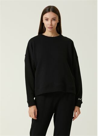 John Frank Kadın Siyah Bisiklet Yaka Sweatshirt S/M EU