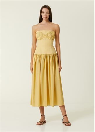 Tove Studio Kadın Bej Straplez Garni Detaylı Midi Elbise 36 FR Tove Studio Kadın Bej Straplez Garni Detaylı Midi Elbise 36 FR