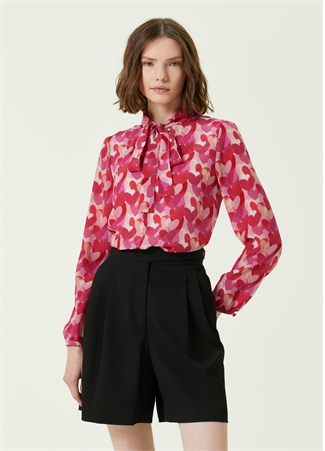 Red Valentino Kadın Pembe Yakası Bağcıklı Kalp Desenli İpek Gömlek 40 IT Red Valentino Kadın Pembe Yakası Bağcıklı Kalp Desenli İpek Gömlek 40 IT