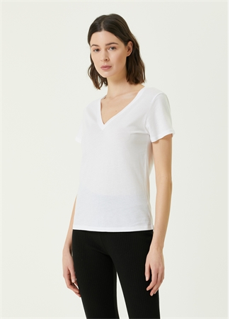 Vince Kadın Beyaz V Yaka T-shirt S EU