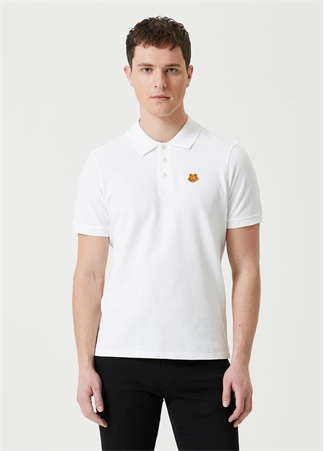 Kenzo Erkek Beyaz Polo Yaka Logo Patchli Organik Pamuk T-shirt S EU Kenzo Erkek Beyaz Polo Yaka Logo Patchli Organik Pamuk T-shirt S EU