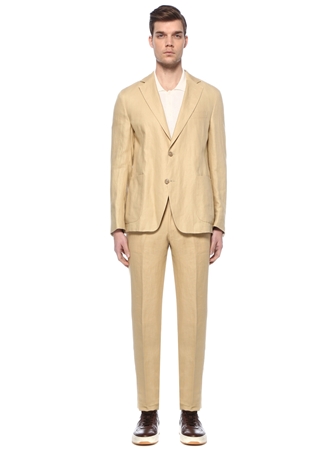 Pal Zileri Erkek Bej Kelebek Yaka Keten Takım Elbise Kahverengi 50 IT Pal Zileri Erkek Bej Kelebek Yaka Keten Takım Elbise Kahverengi 50 IT