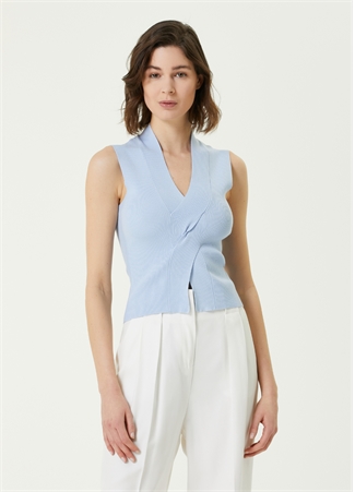 Beymen Collection Kadın Mavi V Yaka Burgu Detaylı Kolsuz Triko S EU Beymen Collection Kadın Mavi V Yaka Burgu Detaylı Kolsuz Triko S EU