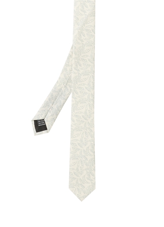 Palzileri Lab Erkek Ekru Yaprak Desenli İpek Kravat Bej Eu
