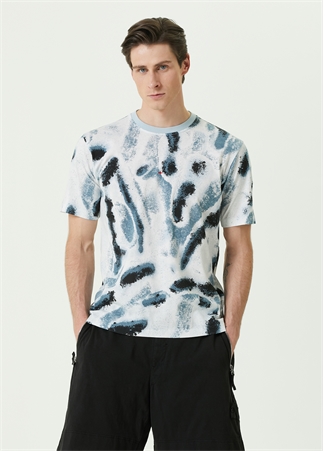 Stone Island Erkek Mavi Desenli Logo Detaylı T-shirt M Eu Stone Island Erkek Mavi Desenli Logo Detaylı T-shirt M Eu