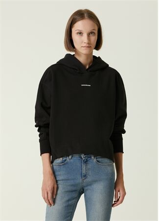 CK Jeans Kadın Siyah Kapüşonlu Sweatshirt XS EU